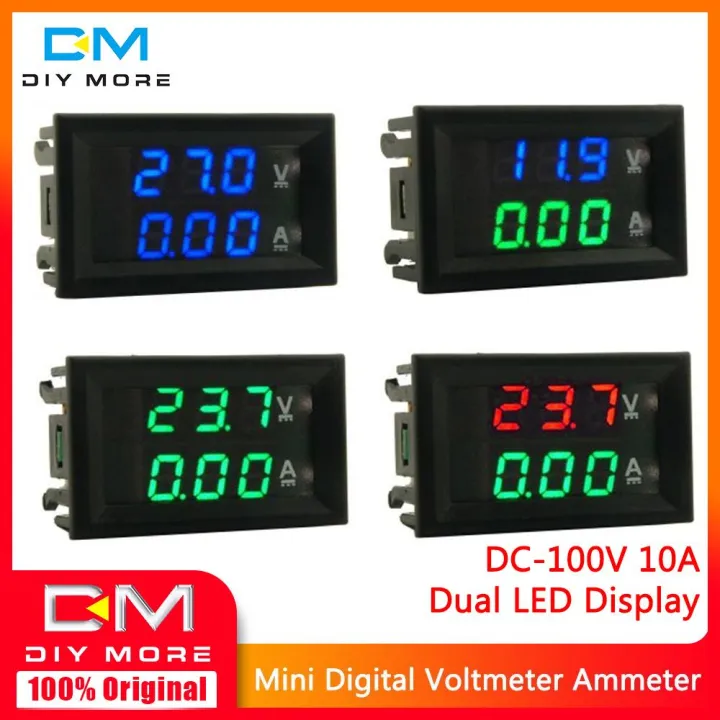 Diymore Dc 100v 10a Mini Digital Voltmeter Ammeter 3 4 Bit Volt Voltage
