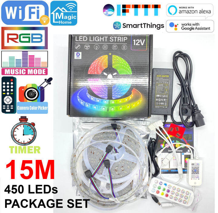 TRIPLEDI Smart Lighting 15 Meter LED Strip Lampu Hias RGB 5050 Alexa ...