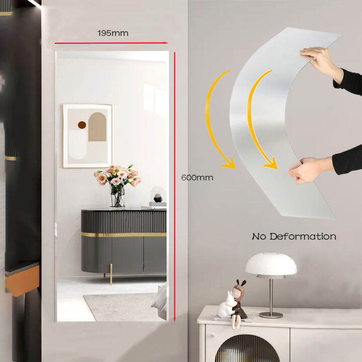 Acrylic Mirror Bendable for Bedroom 19.5 X 60 CM Dinding Cermin Aman ...