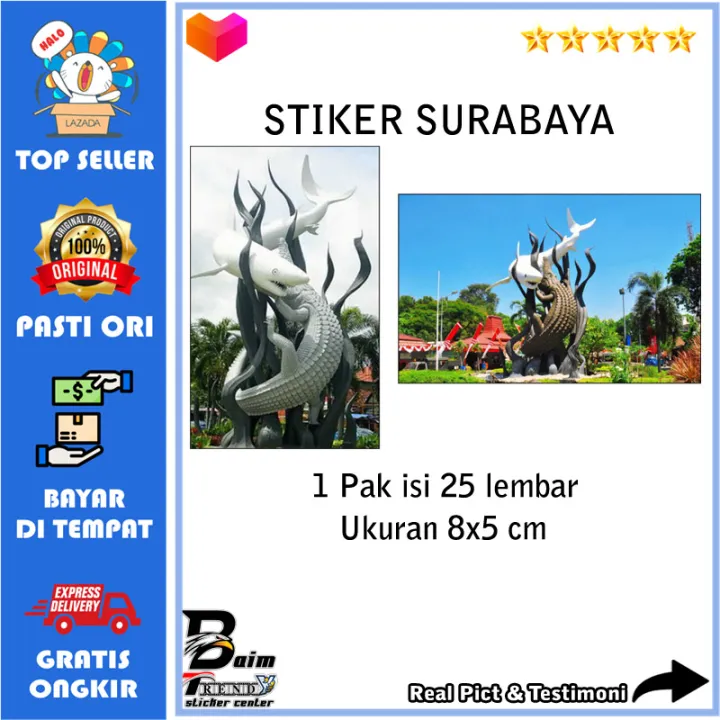 Stiker Ikon Sticker Icon Daerah Kota Surabaya Sura Baya Suro Buoyo Ikan ...