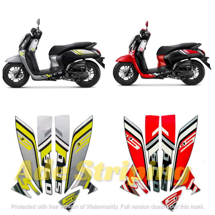 STIKER STRIPING LIS BODY MOTOR HONDA SCOOPY SPORTY 2022 2023 STANDAR ...