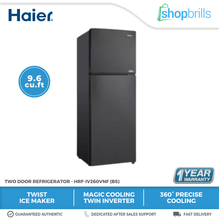 Haier HRF-IV260VNF (BS) 9.6 cu. ft. Magic Cooling No Frost Twin Inverter Two Door Refrigerator ...