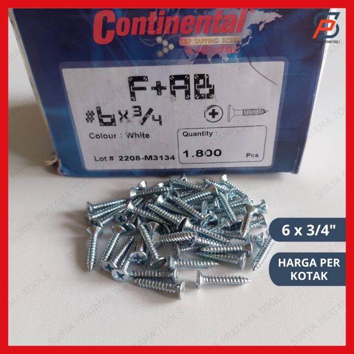 SEKRUP CACING JF 6 mm x 3/4 inch PER KOTAK / SKRUP TAPPING 6mm x 3/4 ...