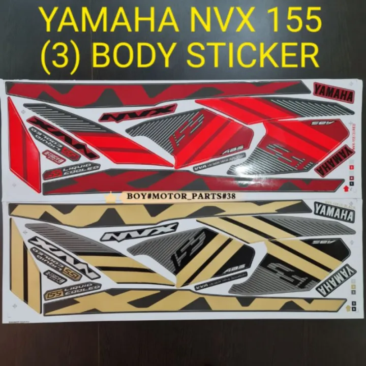 NVX 155 BODY COVER STRIPE STICKER ( 3 ) BLACK / RED | Lazada