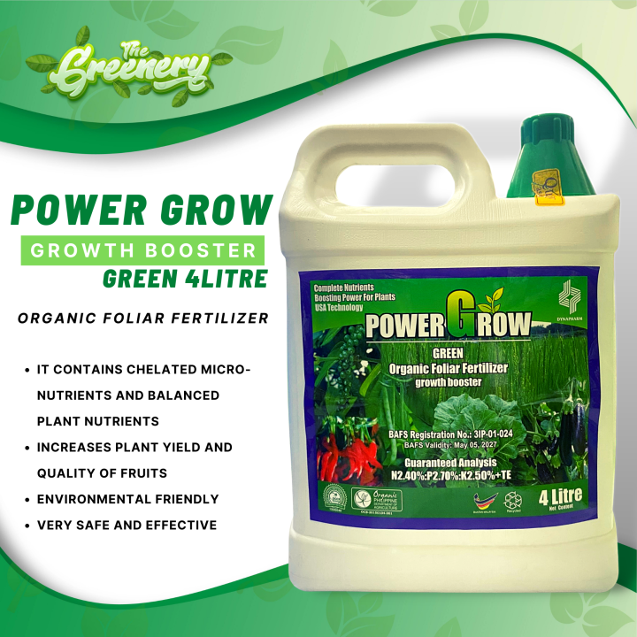 POWER GROW GREEN (ORGANIC FOLIAR FERTILIZER GWORTH BOOSTER) 4L | Lazada PH