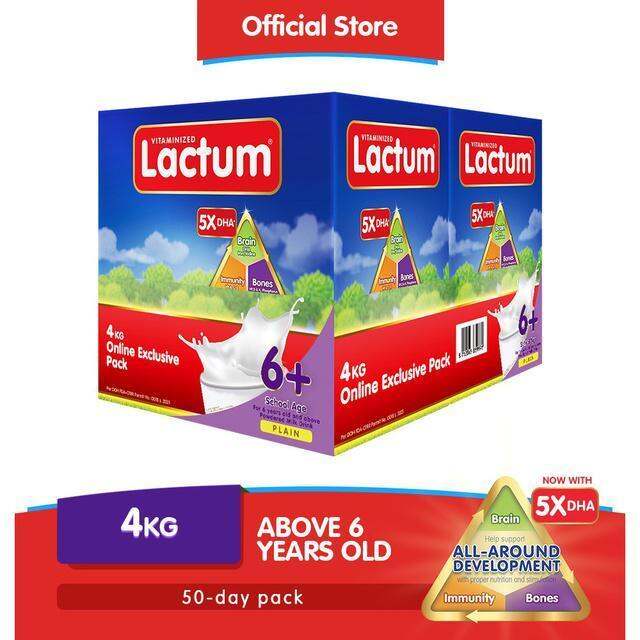 Lactum 6 Plain 4kg Twin Pack Milk Drink for Children 6 Years Old and ...