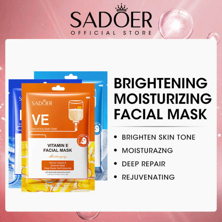 SADOER Face Masks Skin Care Whitening Vitamins Essence Mask Moisturizing Vitamin E Facial Mask ...