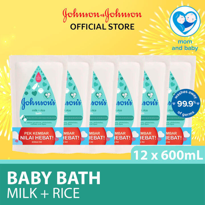 Johnson's Baby Milk + Rice Bath 600ml [Twin Pack] x 6 | Lazada