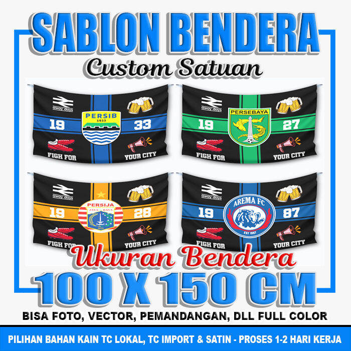 Sablon Bendera Ultras Logo Suporter Komunitas Custom Satuan 100x150 cm ...