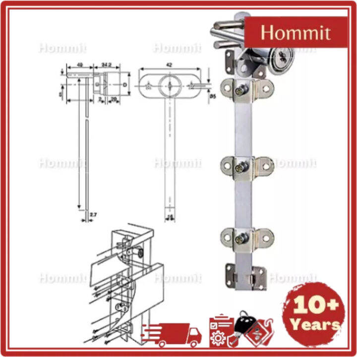 Drawer Front Lock For 3 drawer with aluminium bar | Lazada