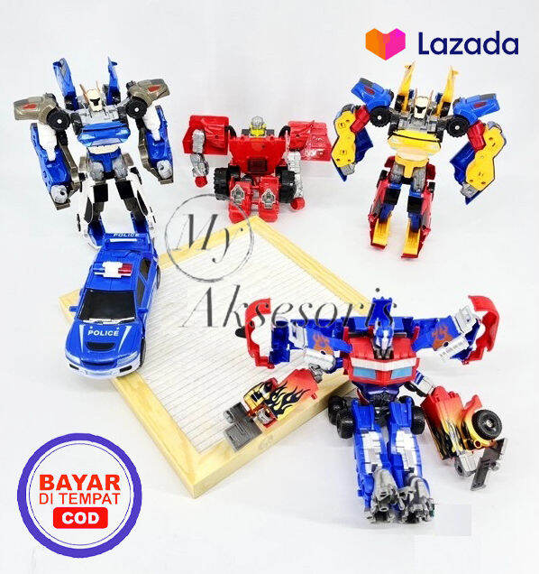 Mainan anak robot morphing police mini keren yang bisa berubah bentuk ...