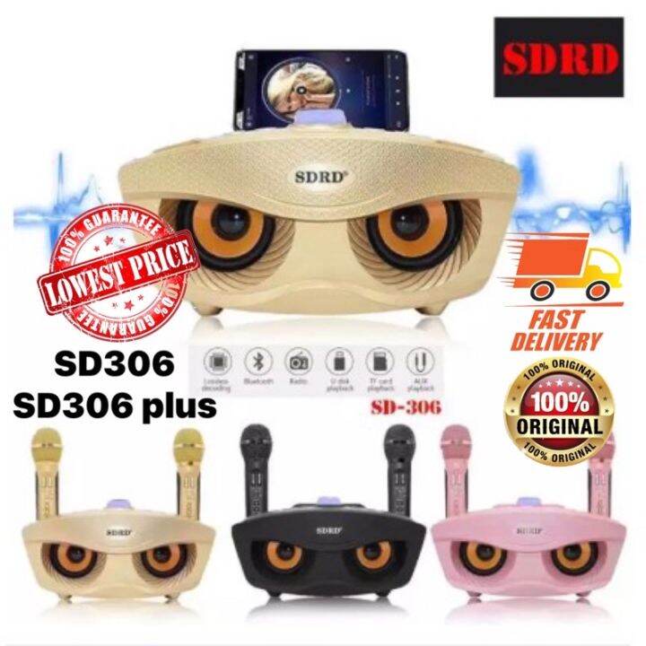 100% ORIGINAL SDRD SD-306 / SDRD SD 306 plus Wireless Bluetooth Dual Microphone Home Karaoke ...