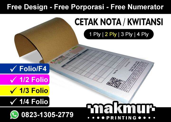 CETAK NOTA / KWITANSI 2 PLY / 2 RANGKAP MURAH BERKUALITAS | Lazada ...