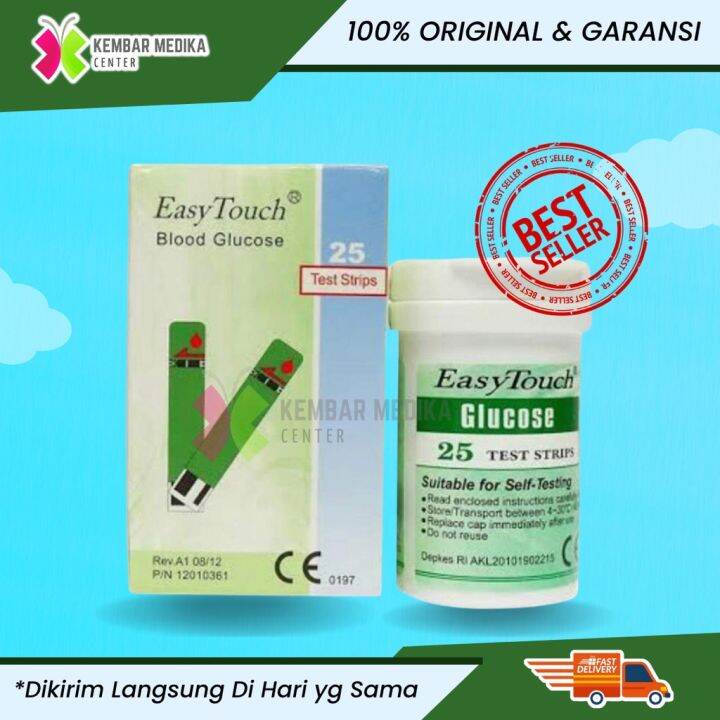 EASYTOUCH GLUCOSE ORIGINAL SEGEL/ TEST strip CEK GULA DARAH ISI 25 ...