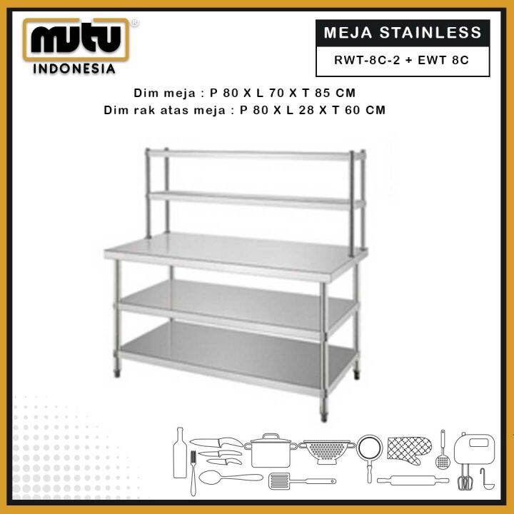 Working Table / Meja Stainless 3 Layer + Rak Tambahan/ Meja Stainless ...