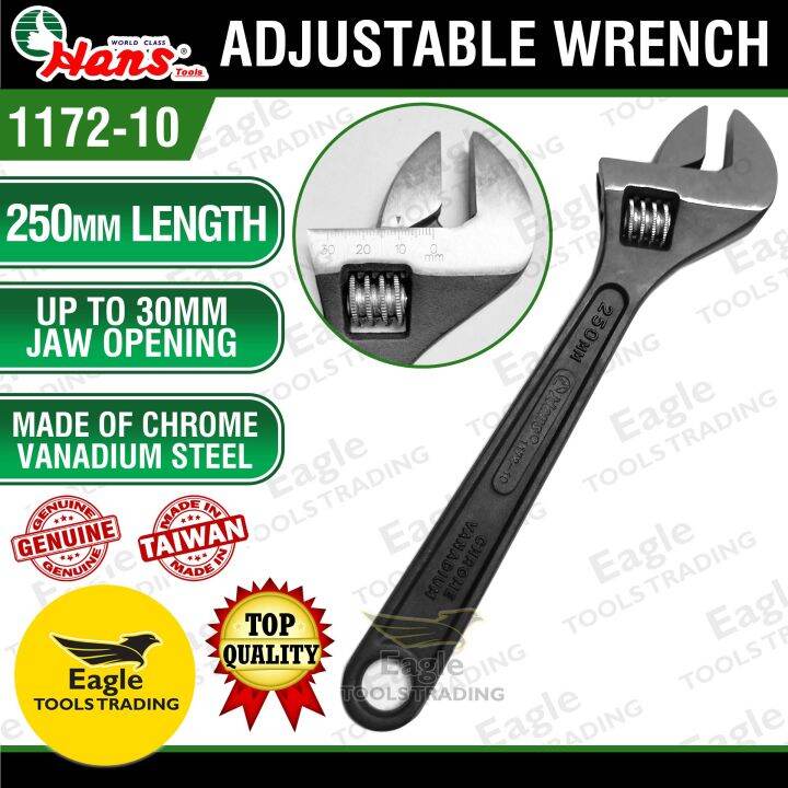 Hans 10 inches 250mm length Adjustable Wrench up to 305m jaw opening 1172-10 | 10" | Lazada PH