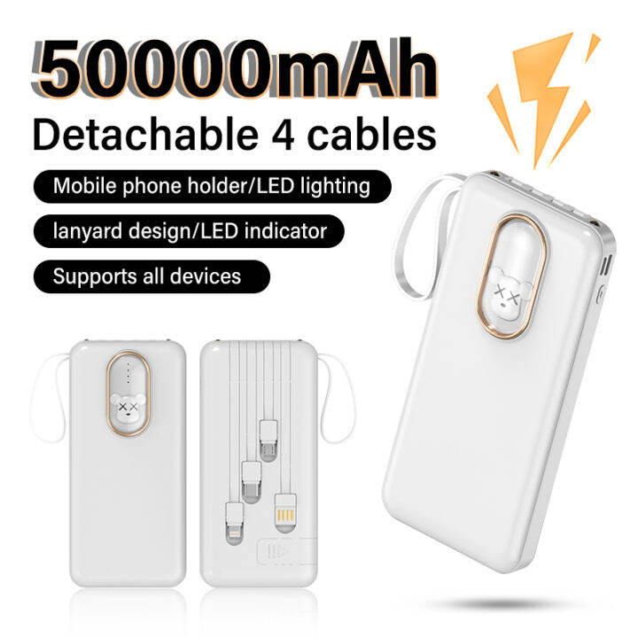 powerbank with built in cord 50000mah portable powerbank detachable 4 ...