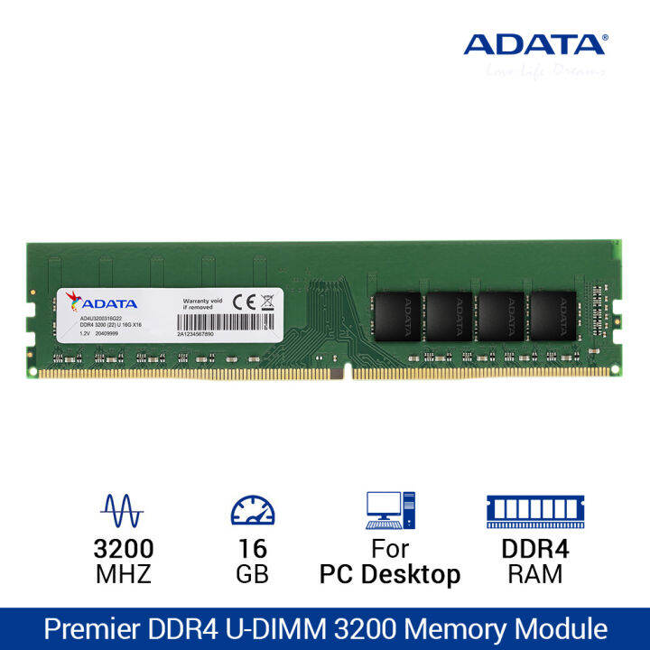 ADATA Premier DDR4 3200MHz U-DIMM RAM untuk PC Desktop - 16GB | Lazada Indonesia