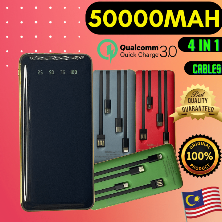 50000mAh High Capacity Original PowerBank Fast Charger Build In 4 ...