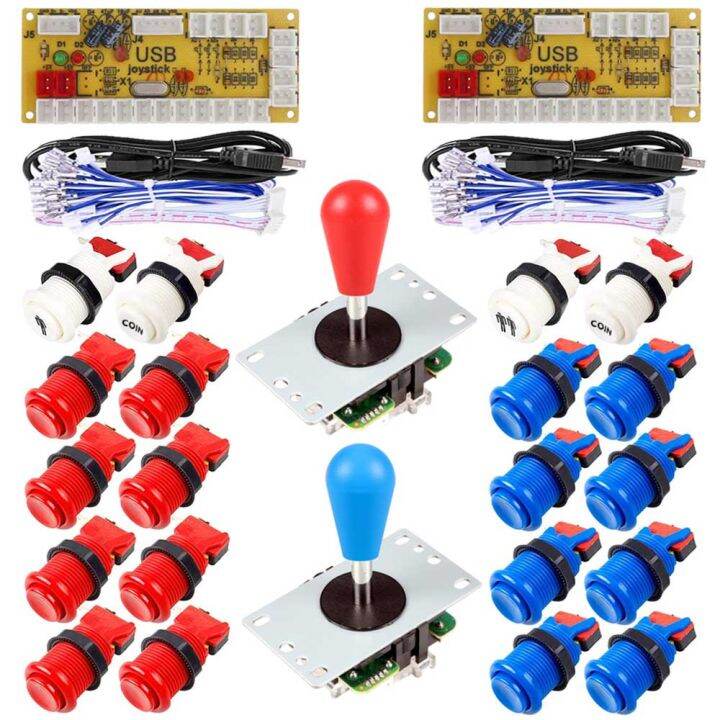 2 Players Arcade DIY Kit Zero Delay USB Encoder PC Rasberry PI Copy ...