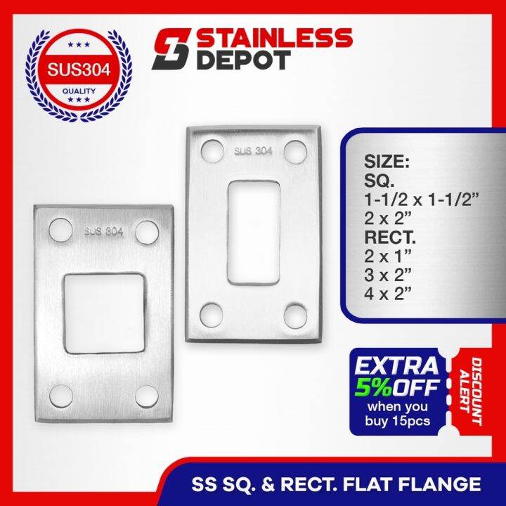 ready stock 1PC Stainless Flat Flange Square Rectangular Flange Square ...