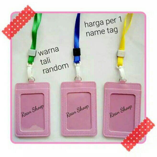 Id card holder tempat id card tempat name tag warna pink muda | Lazada ...