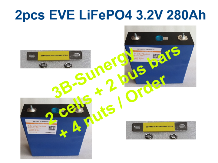 2pc EVE 280Ah LiFePO4 Prismatic Battery | 280Ah LFP | 280Ah LiFePO4 | Lithium Iron Phosphate ...