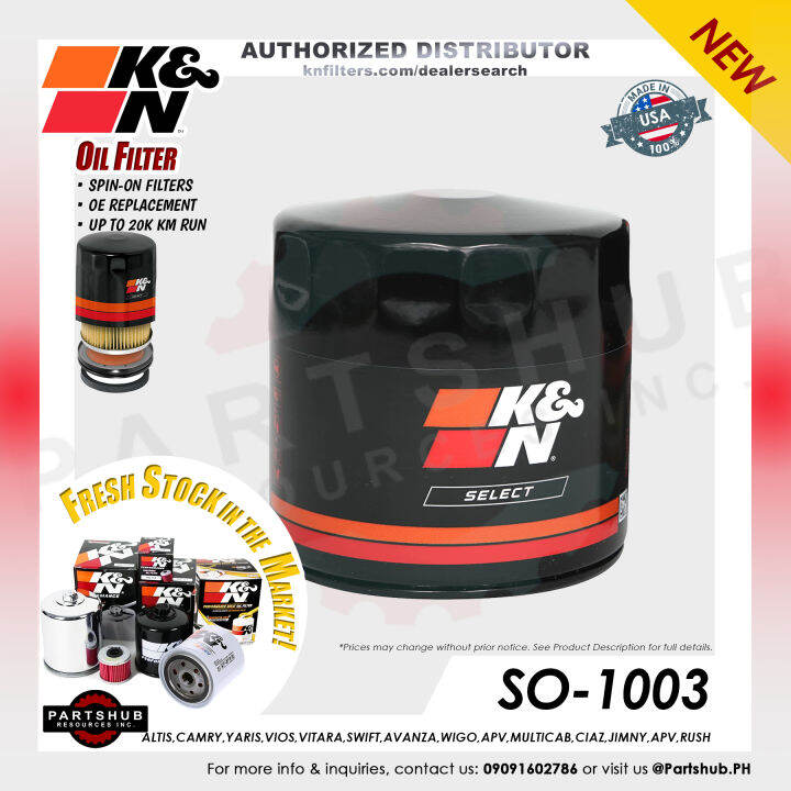 K&N OIL FILTER SO-1003 (ALTIS,CAMRY,YARIS,VIOS,VITARA,SWIFT,AVANZA,WIGO ...
