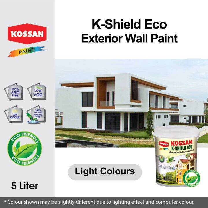 5L Kossan Bright White Colour Series K-Shield Eco Exterior Wall Paint ...