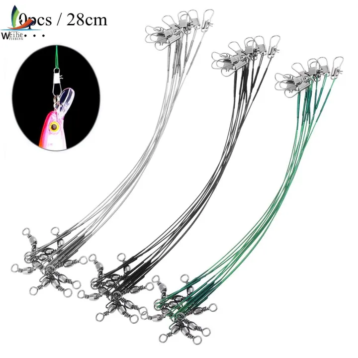 Weihe 10pcs 28cm Fishing Leaders Wire 125LB Heavy Duty Anti-bite Steel ...