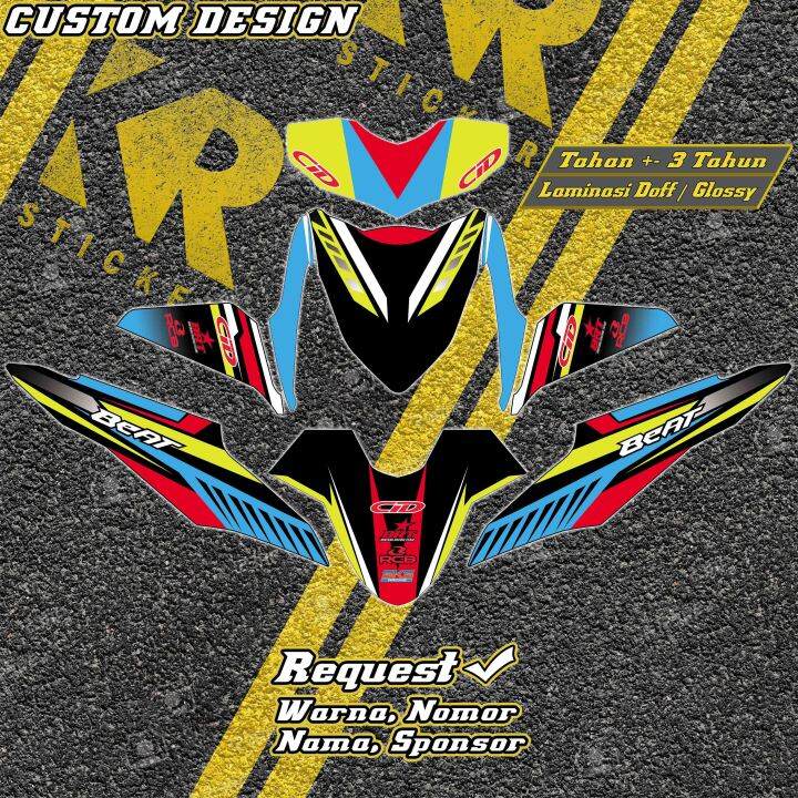 Stiker Decal Beat Fi | Custom desain request warna nama nomor sponsor ...