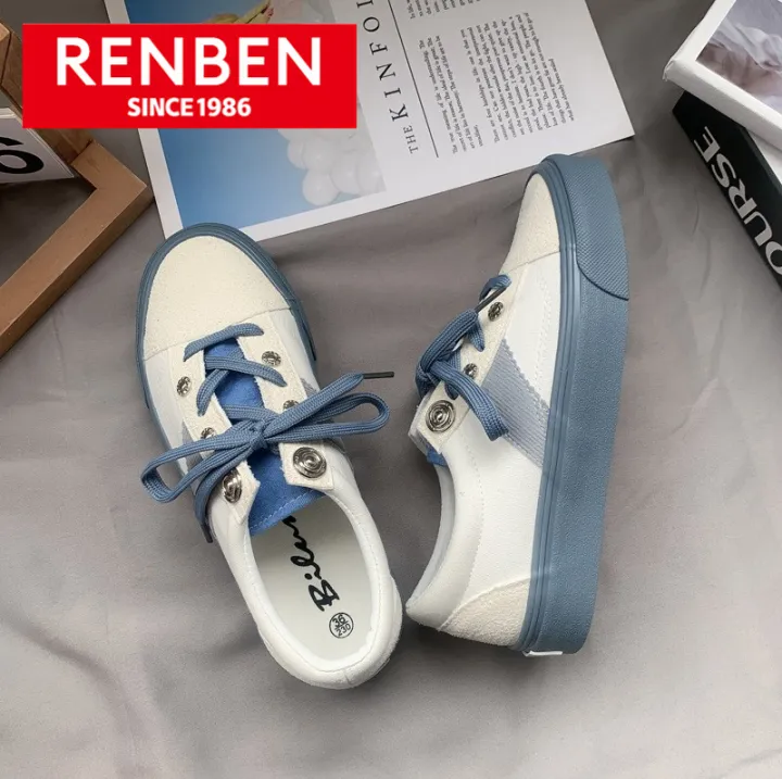 RENBEN รองเท้าผ้าใบอเนกประสงค์สีเบจแบบเรียบง่ายของนักเรียนหญิง,รองเท้าฝึกปฏิบัติสไตล์ย้อนยุค ...