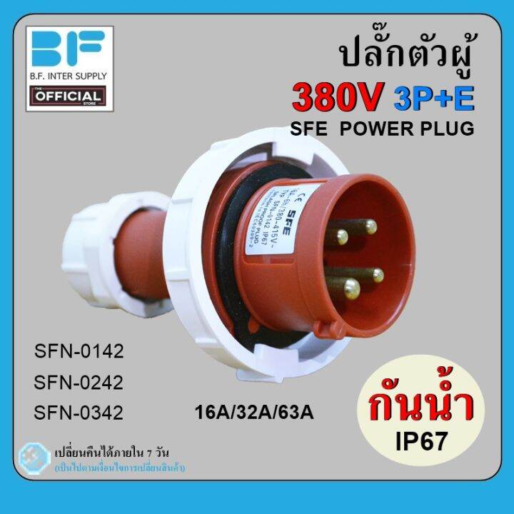 พาวเวอร์ปลั๊ก กันน้ำ ปลั๊กตัวผู้ 4ขา 3P+E 380Vac 16A,32A,63A IP67 ...