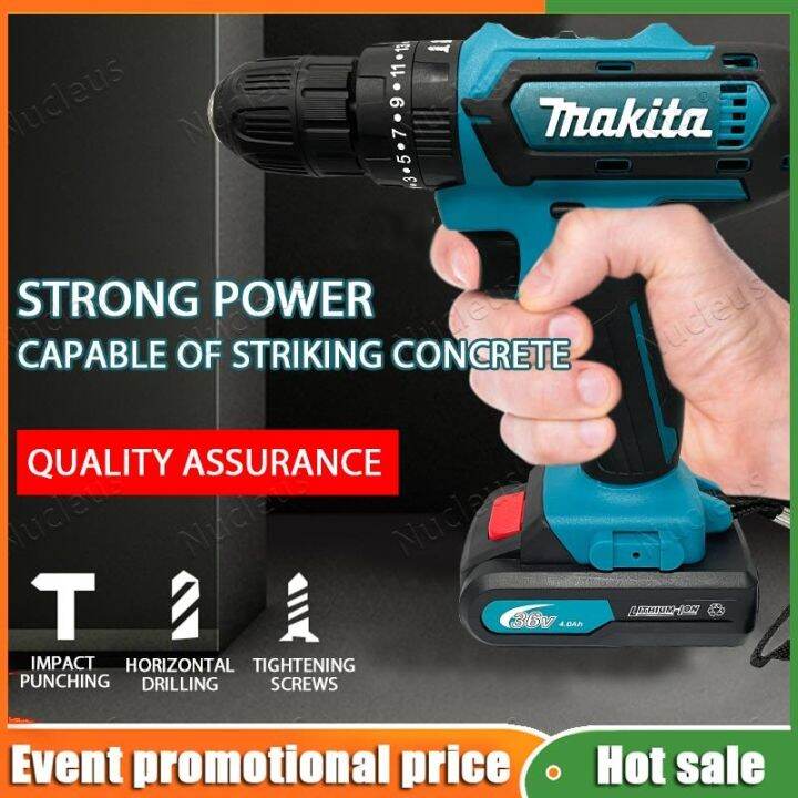 Makita 68V Cordless Electric Drill Impact Hammer 2Battery Screwdriver Power With Case ...