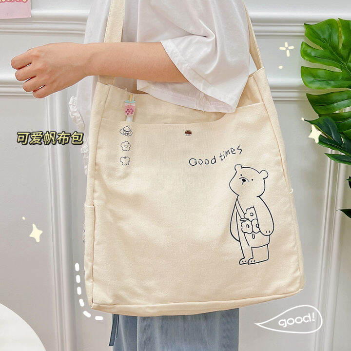 🇲🇾[Malaysia]Ready Stock Cute Canvas Tote Bag Female College Students ...