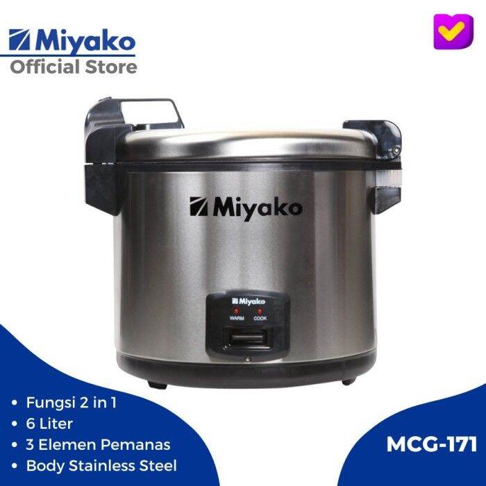 MIYAKO MAGIC COM JUMBO 6 LITER MCG171 STAINLESS PENANAK NASI BESAR ...