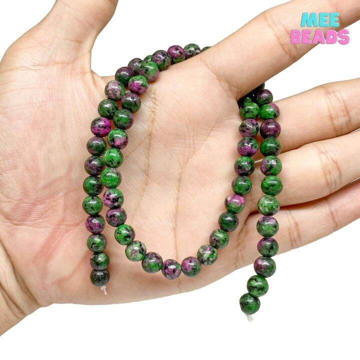 หินรูบี้ซอยไซต์ หินทับทิมซอยไซต์ (แต่งสี) ขนาด 6 มิล เส้นยาว แถมฟรี ลวดตัวนำ + ไหมร้อยหิน หินสี ...