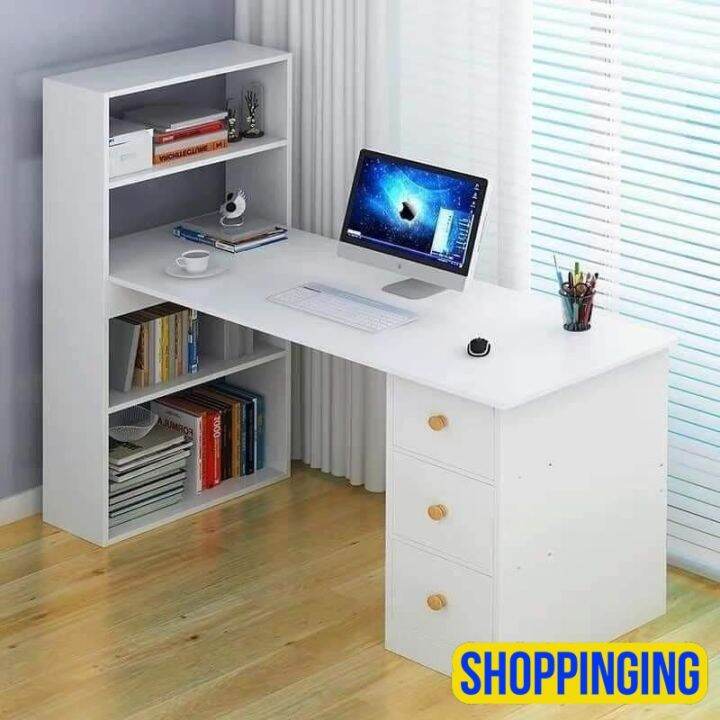 SHG Office Computer Desk, Desk Large PC Gaming Desk Study Table with 3 ...