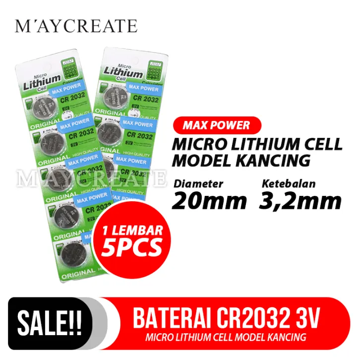 Baterai Jam Tangan 1 Lembar isi 5 - Baterai Cr2032 3v MAX POWER ...