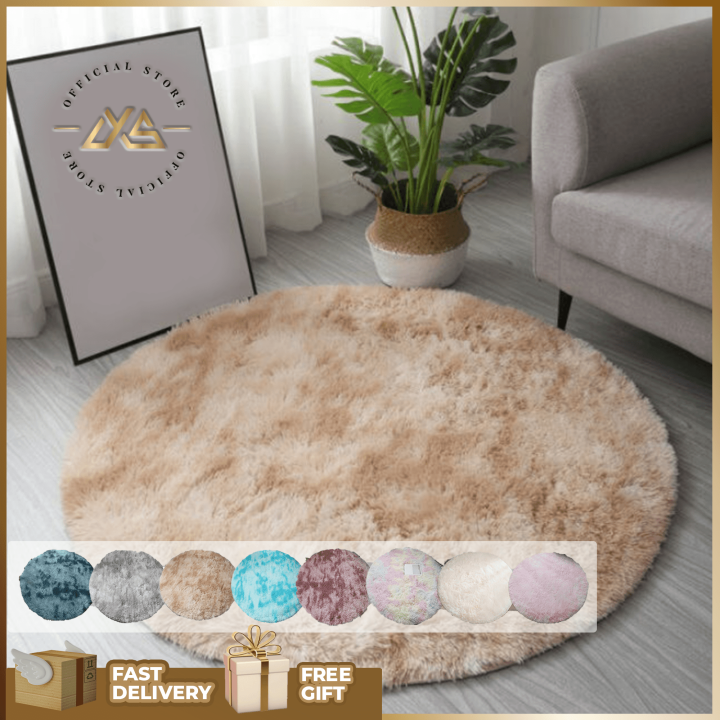 INS VELVET CARPET/ 100 CM ROUND SOFT FLOOR MAT/ FLURRY CARPET/ BEDSIDE ...