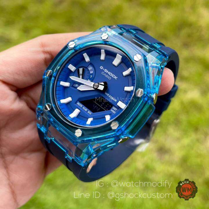 G-Shock Casioak Rubber Mod Blue Glass Terminator GA-2100HC-2A ของแท้ ...