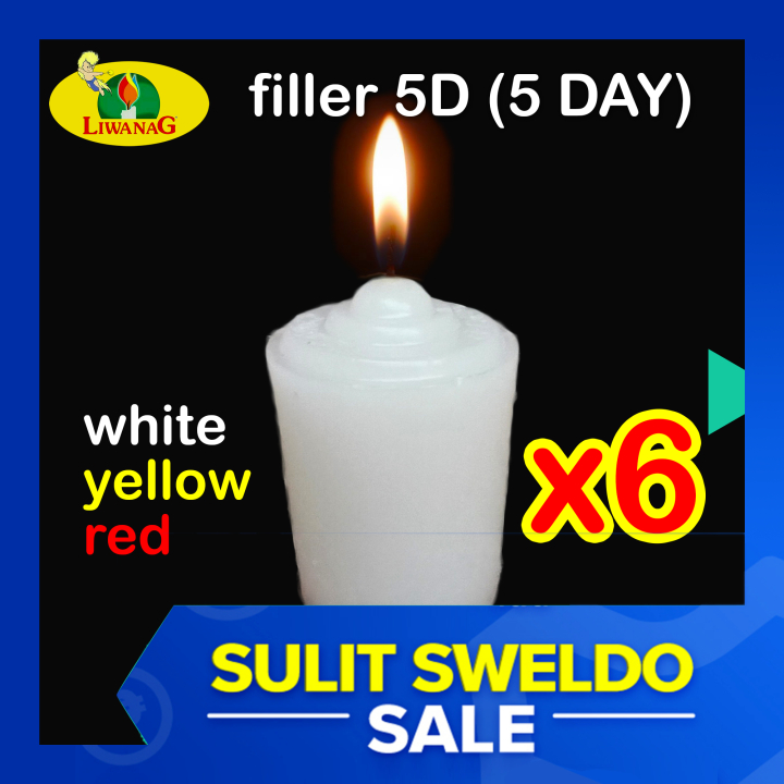6 pcs LIWANAG CANDLE FILLER 5D CF5D 5 DAY for Altar Cemetery Prayer ...