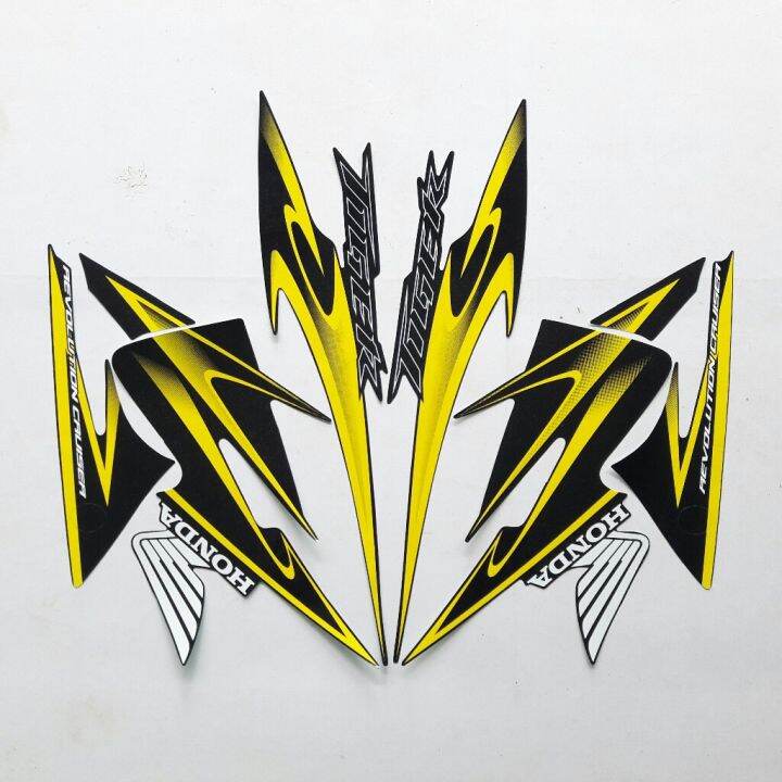 Stiker striping sticker lis motor Tiger Revo 2013 Full Hitam-kuning ...