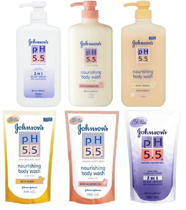 Johnson pH 5.5 Body Wash Refill 500ml / Bottle 750ml / 1000ml # Moisturizer / Honey / Almond Oil ...