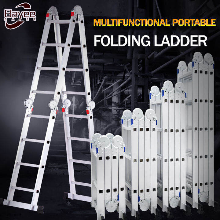 【3 years warranty】Bayee 5.8M 20FT Aluminum Alloy Folding Ladder ...