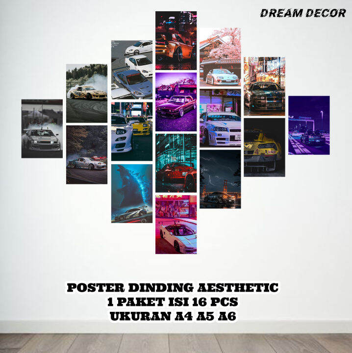 [ISI 16 PCS] Poster Dinding Kamar Cowok Keren Ukuran A4 A5 A6 Hiasan ...