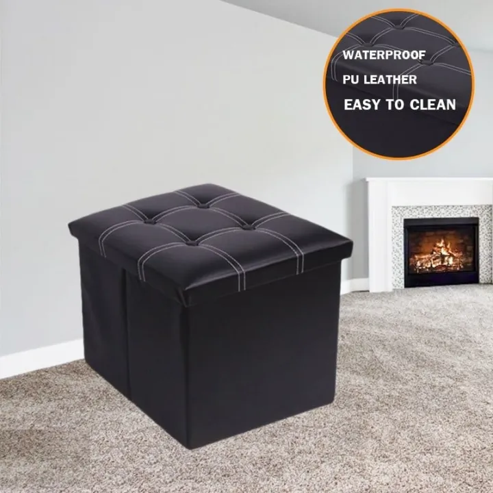 55L Square Storage Box Footrest Stool Seat Sofa Folding Bench Chair ...