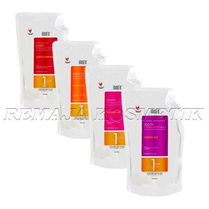 INAURA Straightening 600ml STEP 1 Pouch Refill Obat Pelurusan Rambut ...
