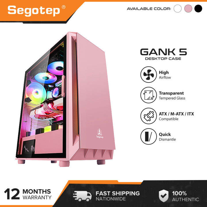 Segotep Gank 5 Pink PC Case (ATX / M-ATX / ITX supported) (Cooling Fan ...
