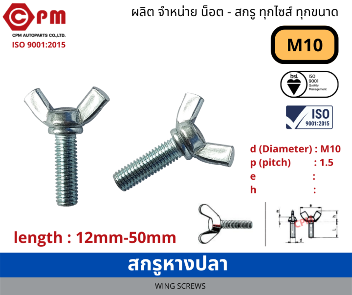 สกรูหางปลา ขนาด M10 [WING SCREWS] | Lazada.co.th